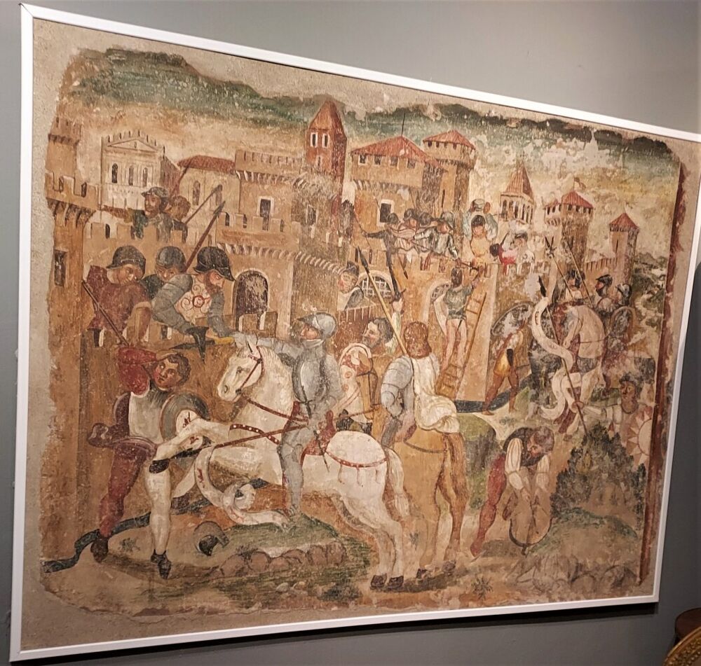 Fresque : ''Défense d'une ville italienne'' Italie,| Van de Ven Antiquités